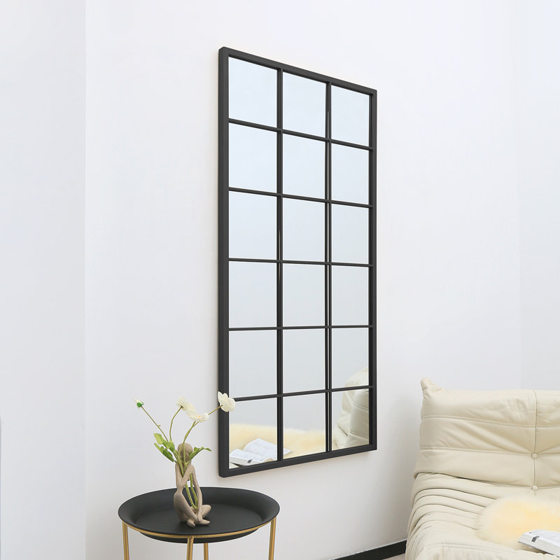 Latitude Run® Decorative Large Rectangle Metal Window Pane Wall Mirror | Wayfair